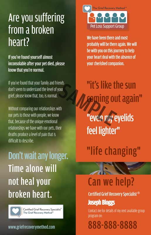 Pet Loss Two-Sided Flyer - The Grief Recovery Method